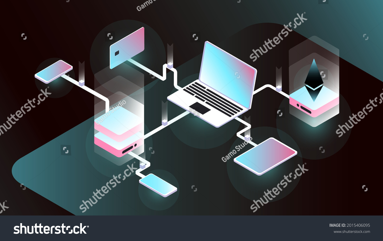 Isometric Blockchain Gradient Financial Technology Flowchart Stock ...