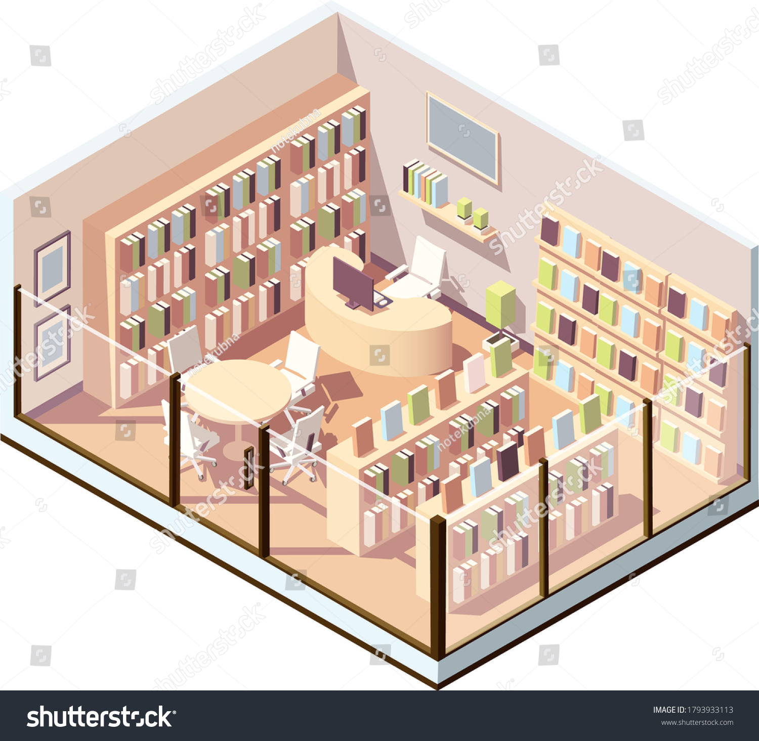 Isometric Book Store Vector Illustration Stock Vector (Royalty Free ...