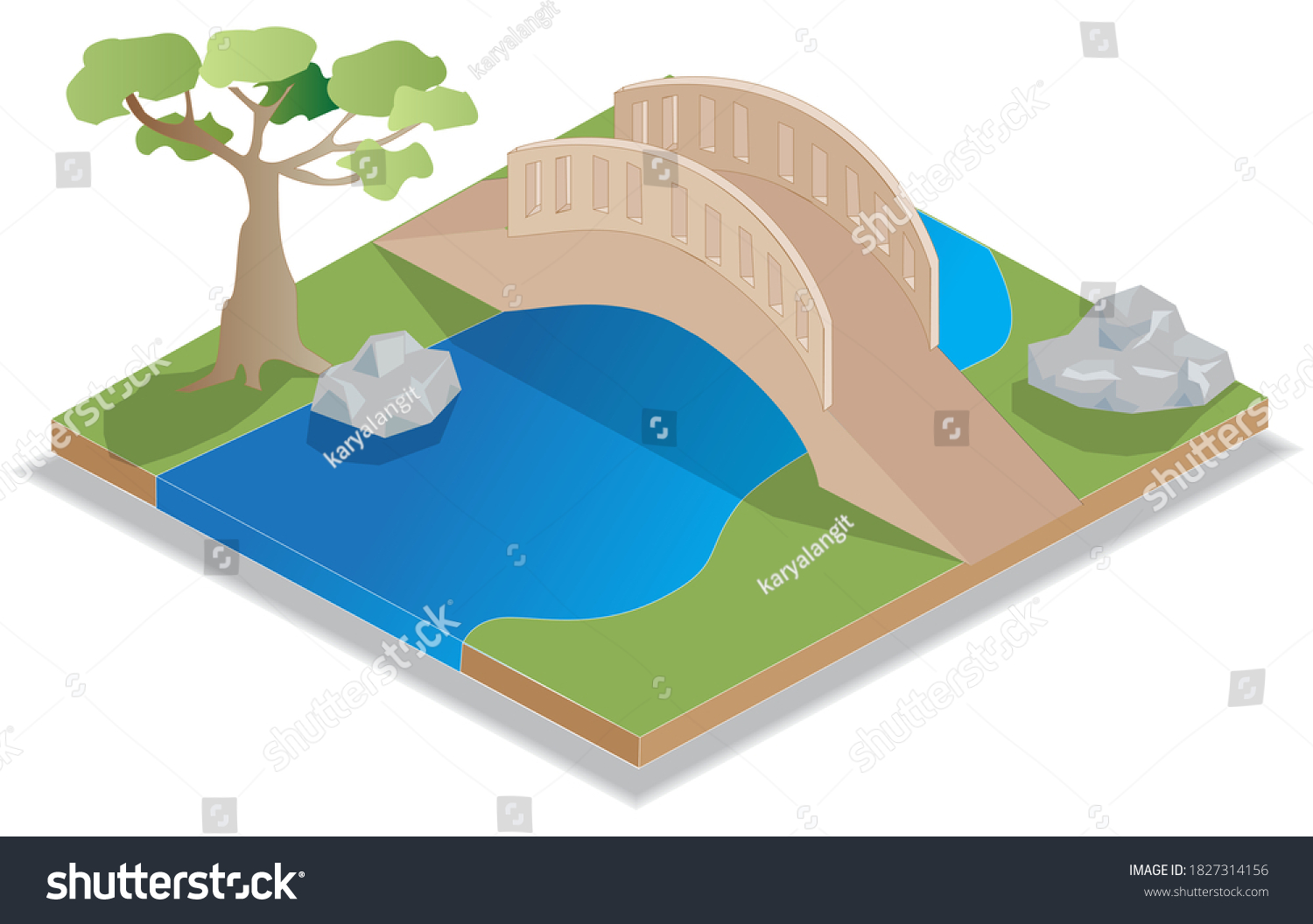 Isometric Bridge On Theme Park Stock Vector (Royalty Free) 1827314156