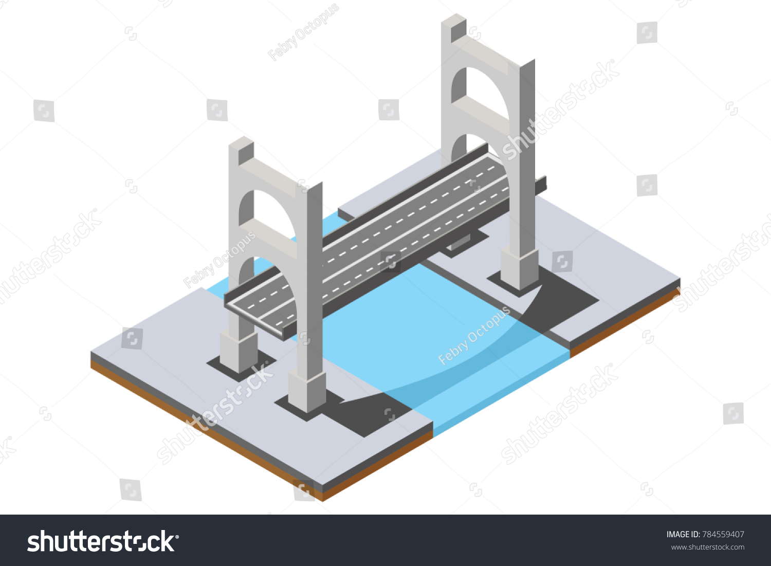 Isometric Bridge Connecting Path Vector Illustration Stock Vector ...