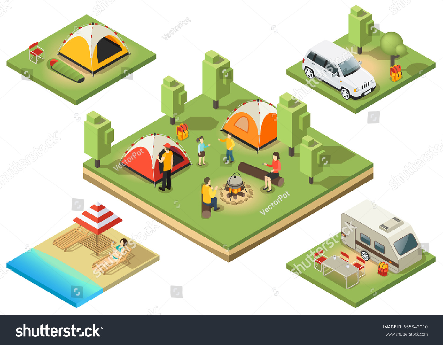 6,486 Camping isometric Stock Illustrations, Images & Vectors ...