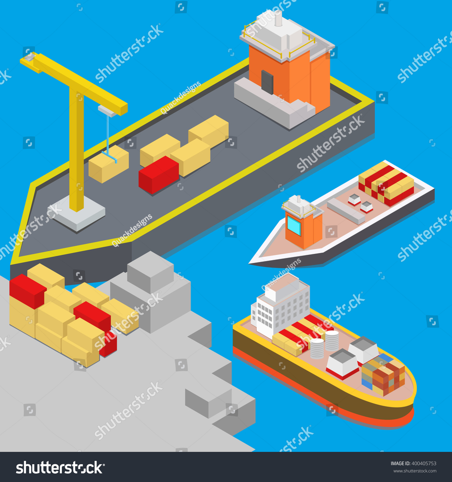 Isometric Cargo Ship Containers Stock Vector (Royalty Free) 400405753 ...