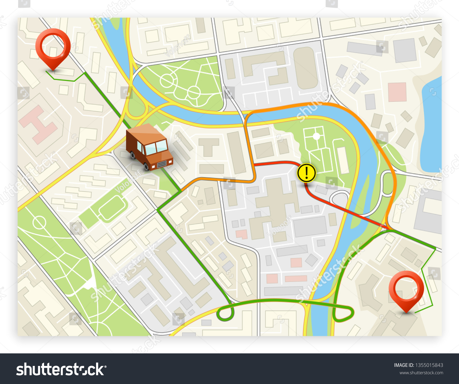 Isometric City Map Navigation Point Markers Stock Vector (Royalty Free ...