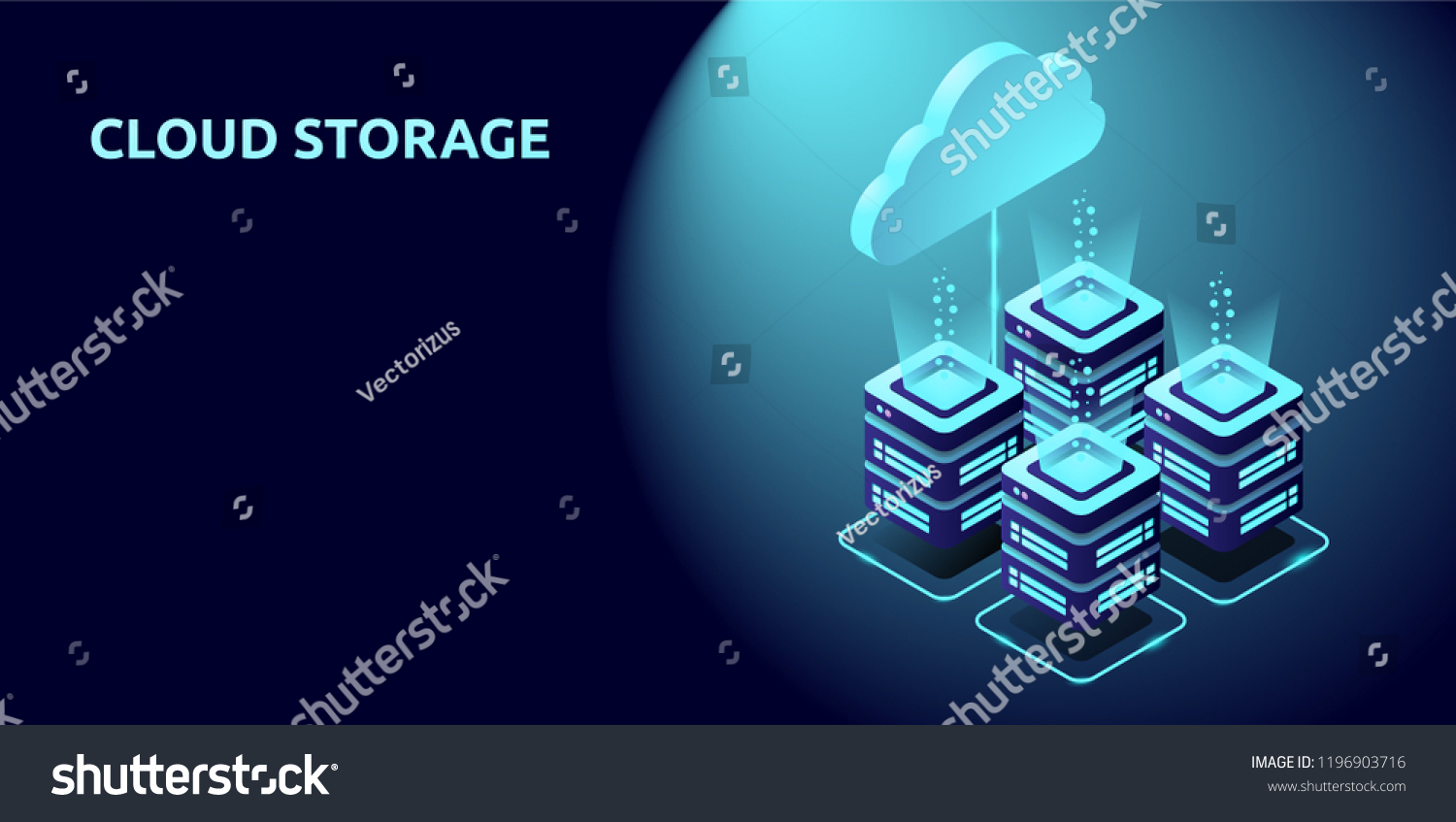 Isometric Cloud Storage Technology Neon Colour 스톡 벡터(로열티 프리) 1196903716 ...