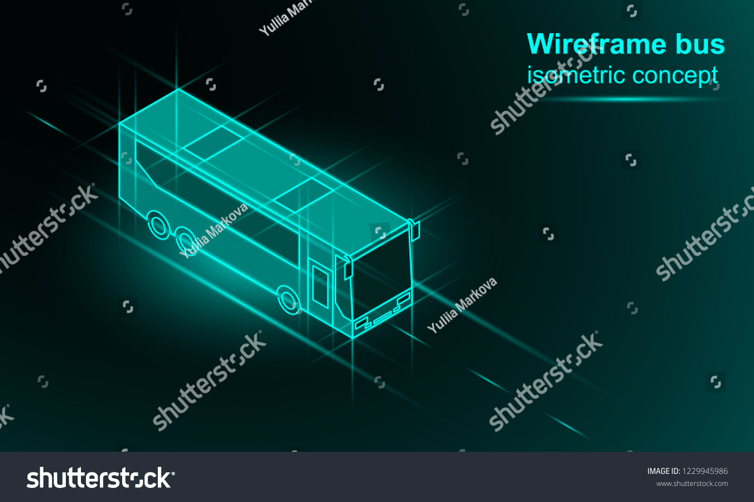 Isometric Coach Bus Wireframe Vector Illustration Stock Vector (Royalty ...