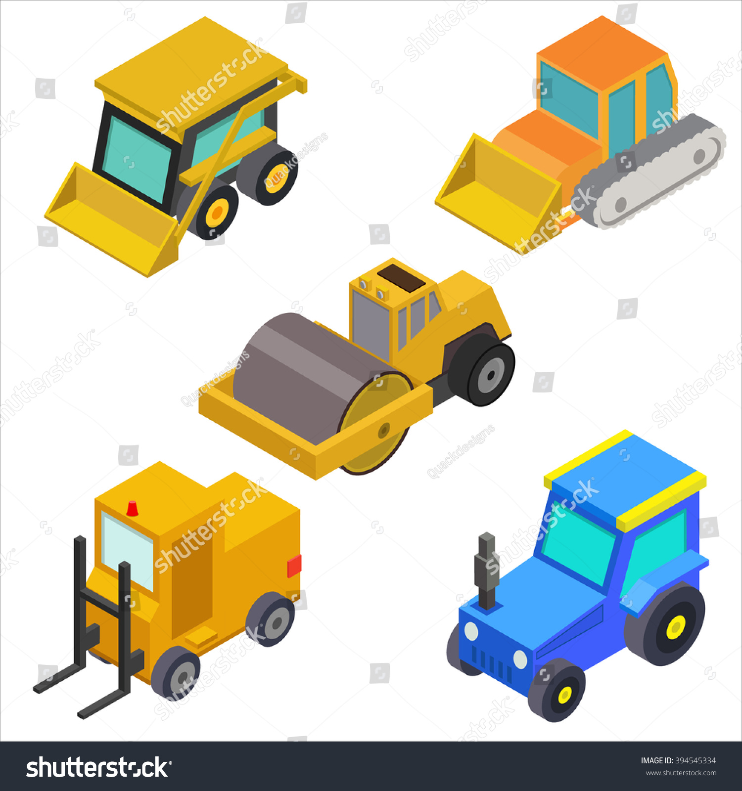 Isometric Construction Machines Set 1 Icon Stock Vector (Royalty Free ...