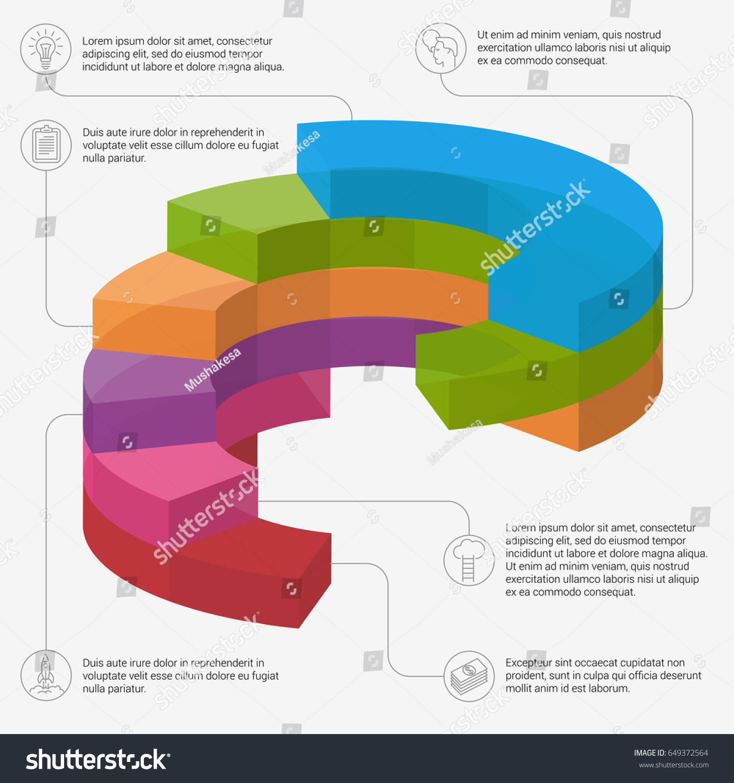 Isometric 3d Business Vector Infographic Presentation Stock Vector
