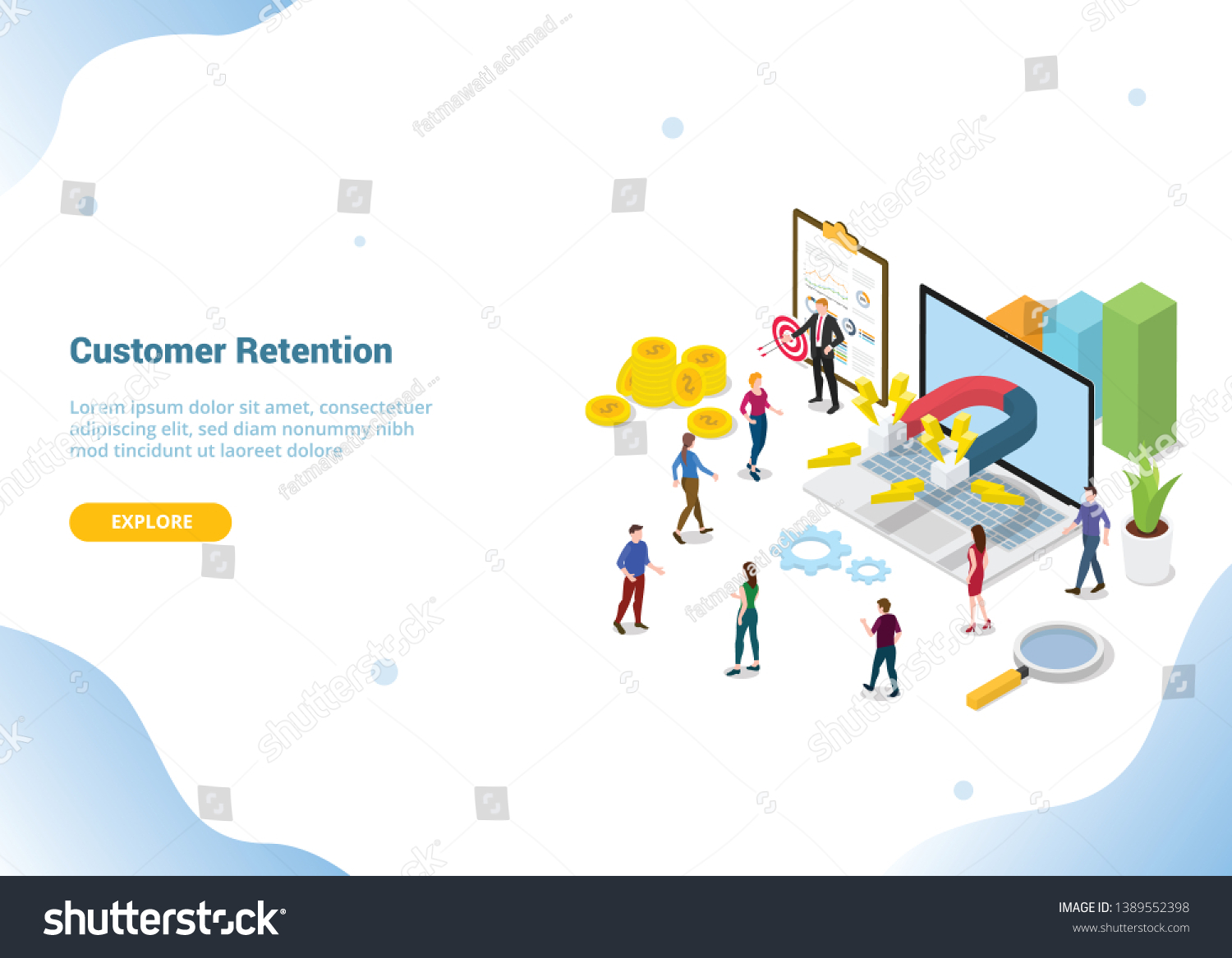 Isometric 3d Customer Retention Marketing Concept Stock Vector (Royalty ... Isometric 3d Customer Retention Marketing Concept Stock Vector (Royalty ...