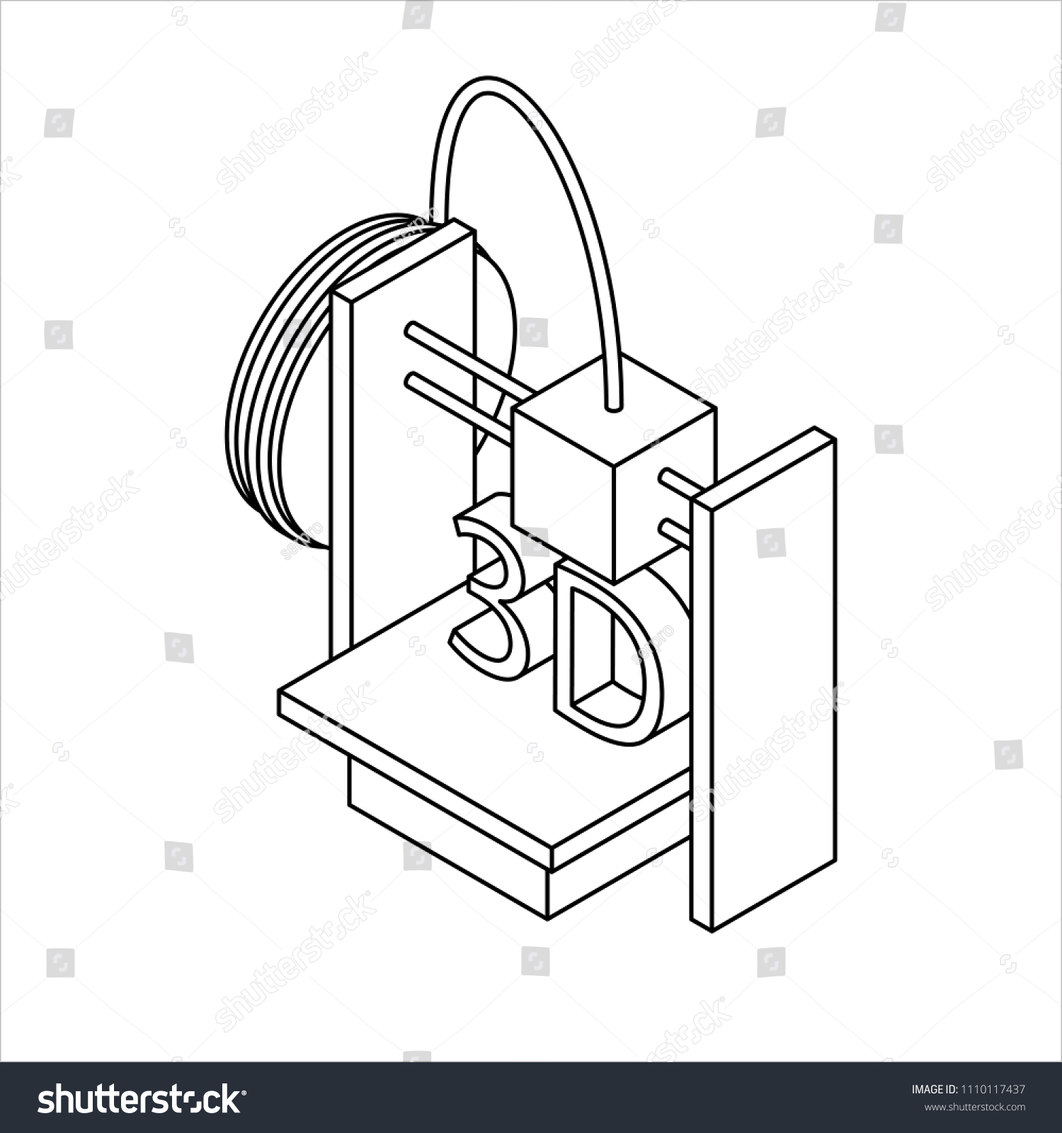 Isometric 3d Printer Outline Icon Vector Stock Vector (Royalty Free ...
