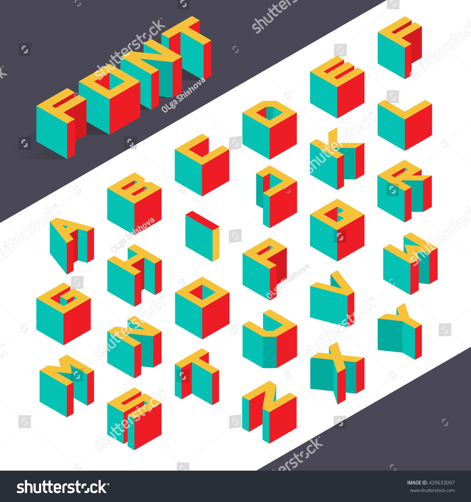 Isometric 3d Type Font Set Vector Stock Vector (Royalty Free) 435633097