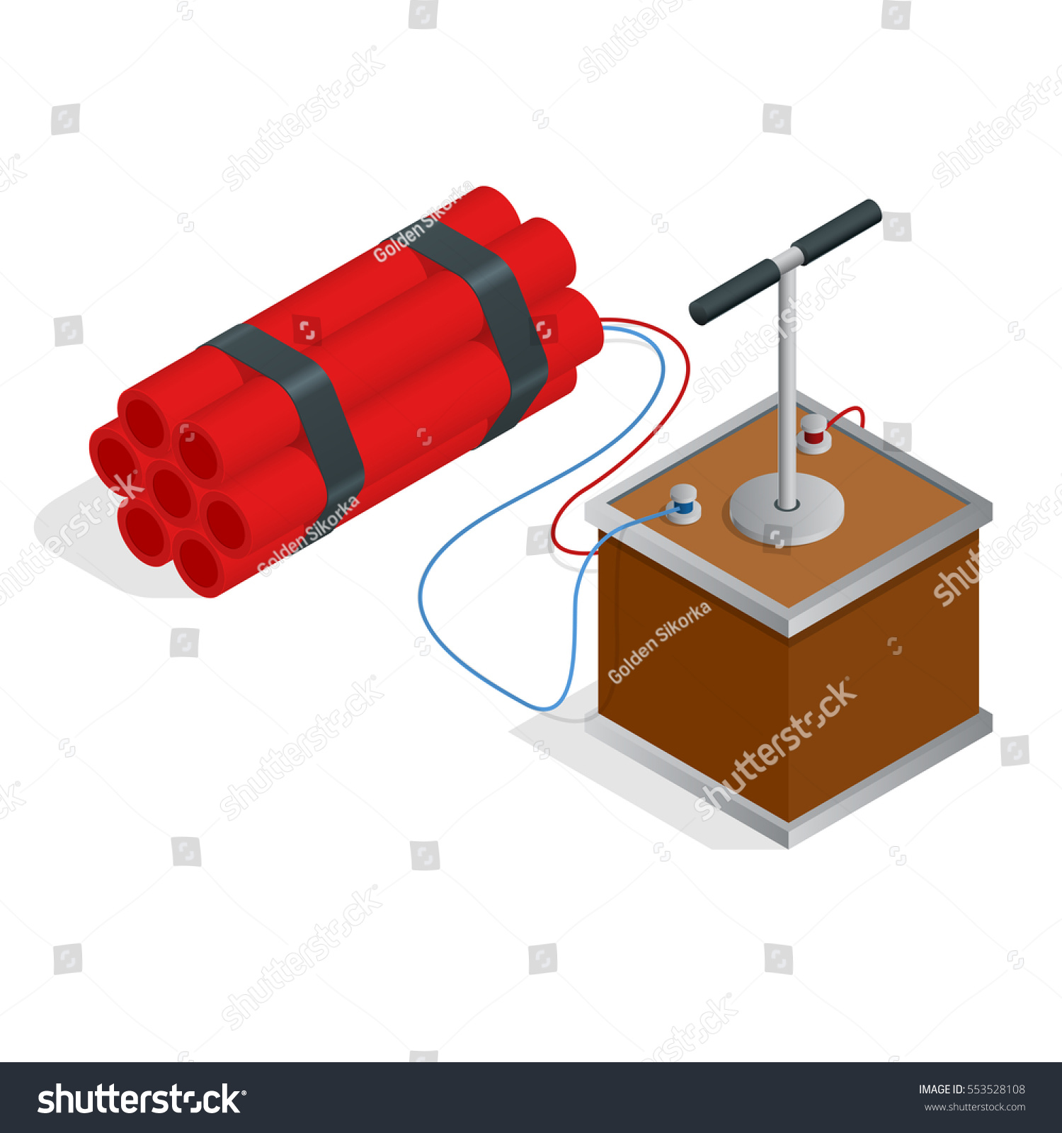 Isometric Dynamite Stick Detonator Kit Stock Vector (Royalty Free ...