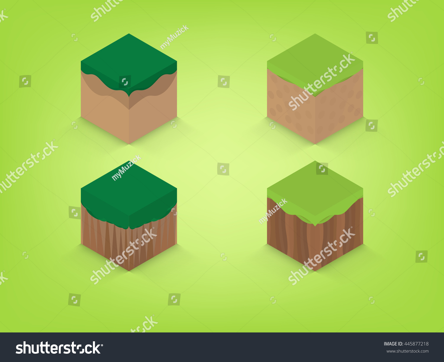 Isometric Earth Green Background Stock Vector (Royalty Free) 445877218 ...