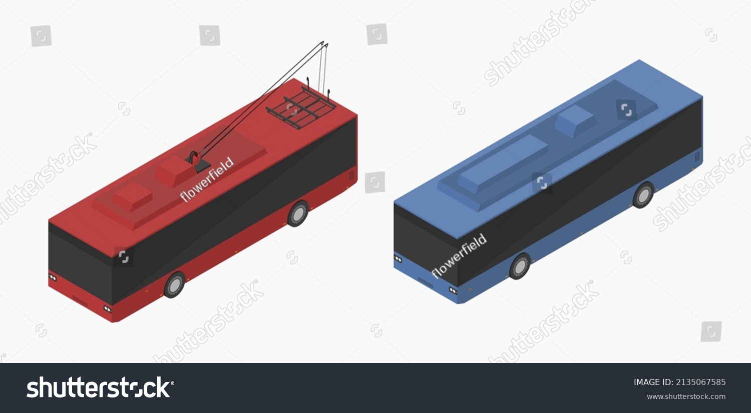 Isometric Electric Trolley Bus Vector Flat Stock Vector (Royalty Free ...