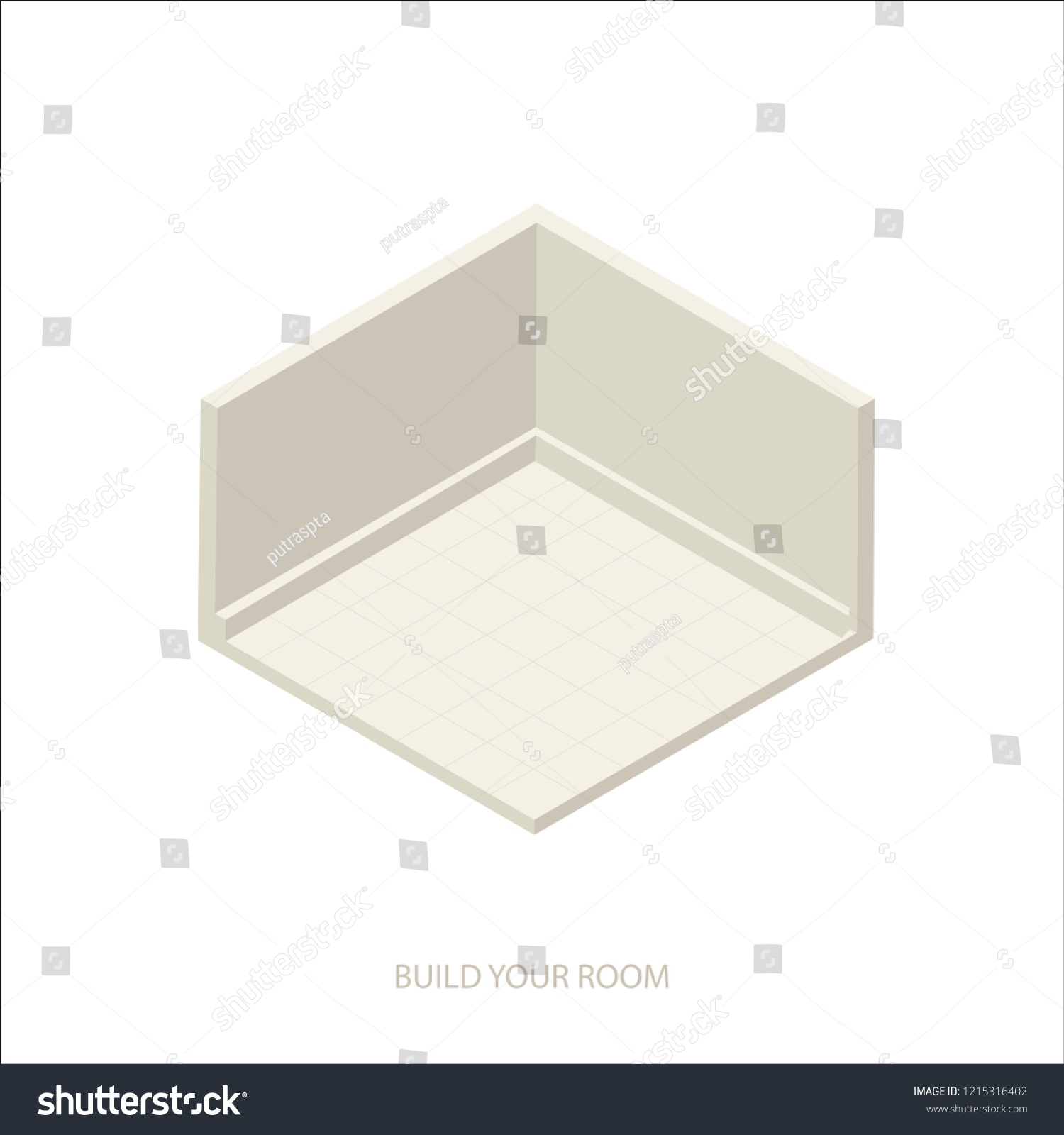 Isometric Empty Room Vector Illustration Isolated: vector de stock ...