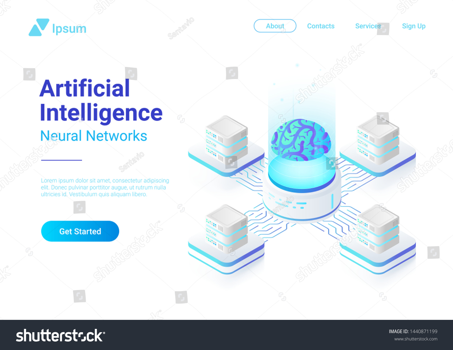 Isometric Flat Artificial Intelligence Neural Networks Stock Vector ...
