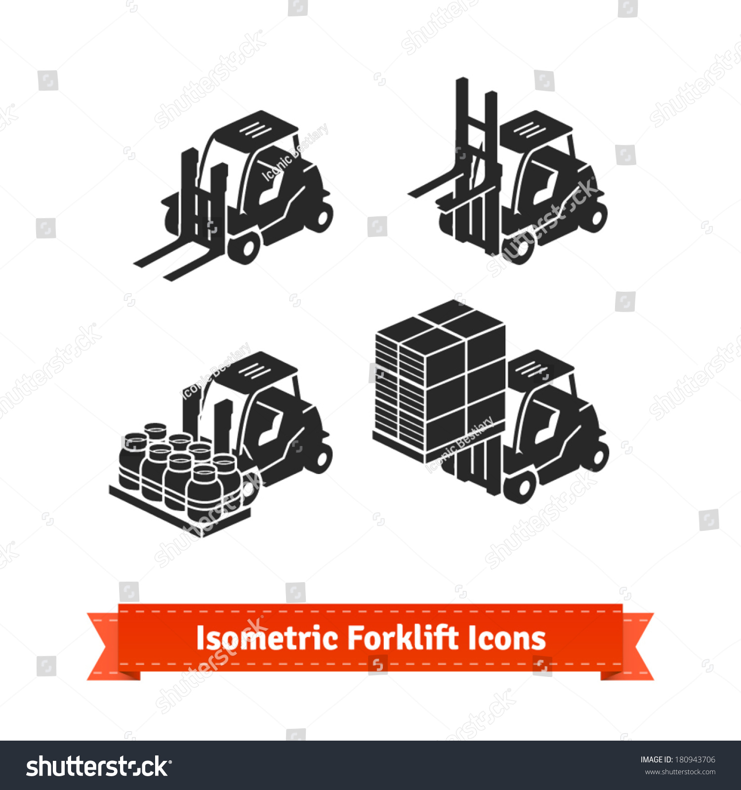 Isometric Forklift Icons Set Stock Vector (Royalty Free) 180943706