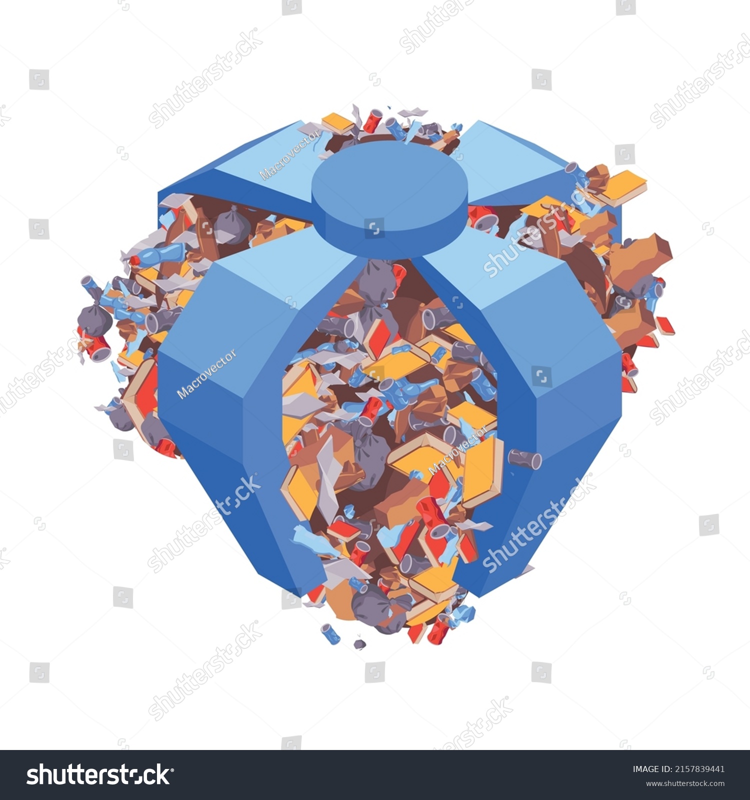 Isometric Garbage Recycling Composition Sorting Pressing Stock Vector ...