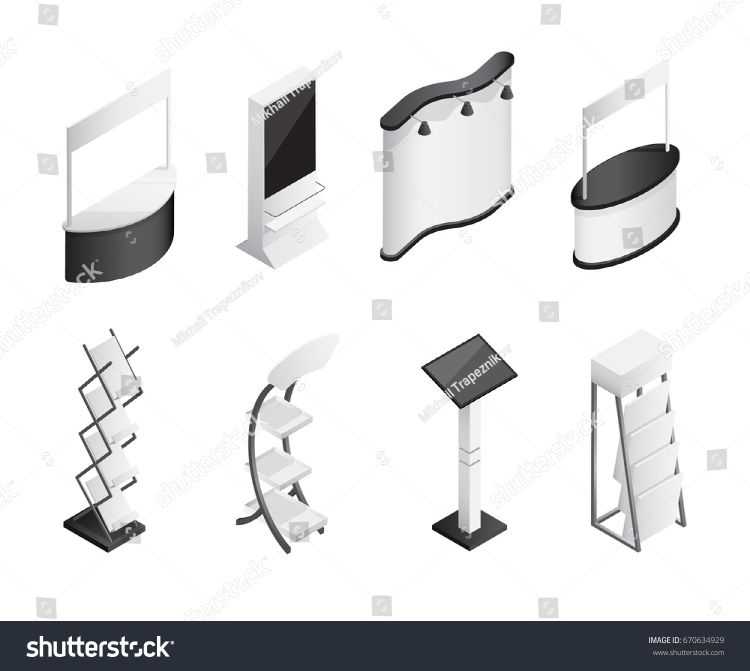 Isometric Gradient Exhibition Stands Vector Icons Stock Vector (Royalty ...