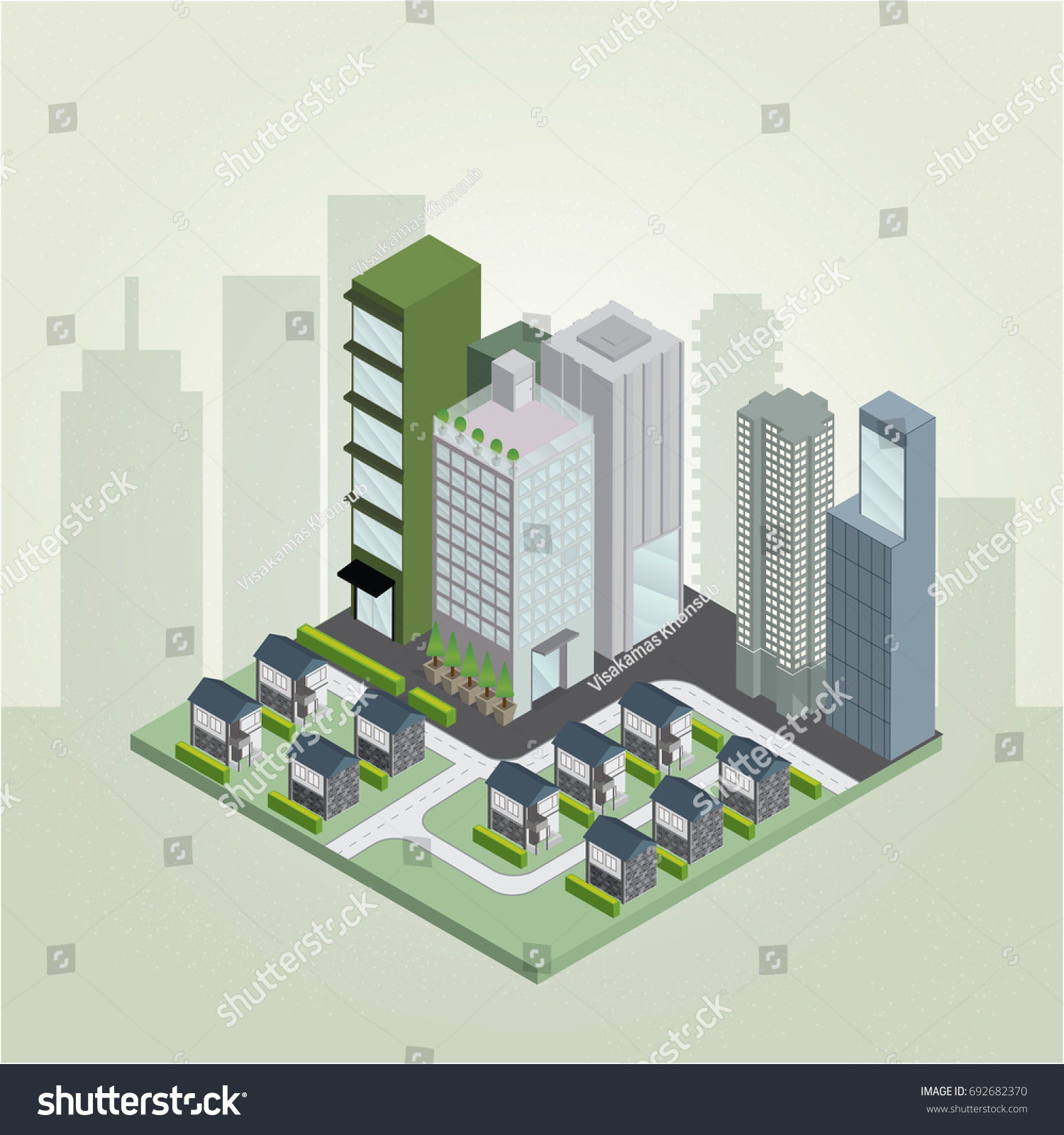 Isometric Green City Stock Vector (Royalty Free) 692682370 | Shutterstock