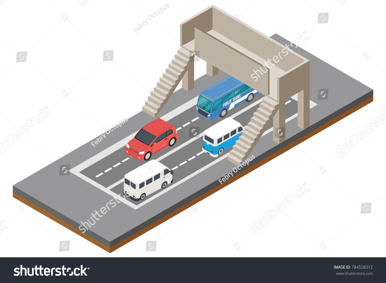 Isometric Highway Traffic Vector Illustration Stock Vector (Royalty ...