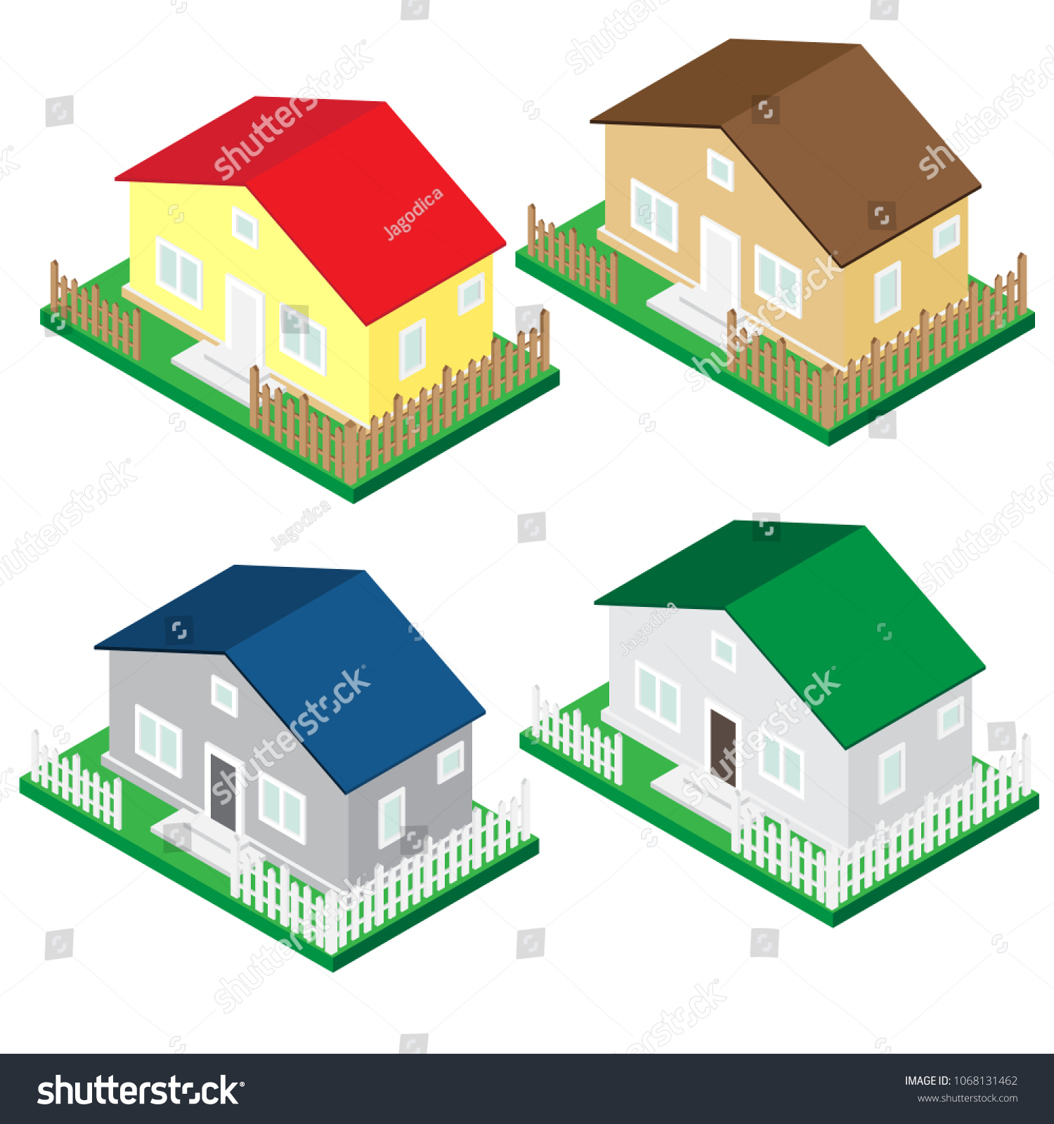 Isometric House Vector Stock Vector (Royalty Free) 1068131462
