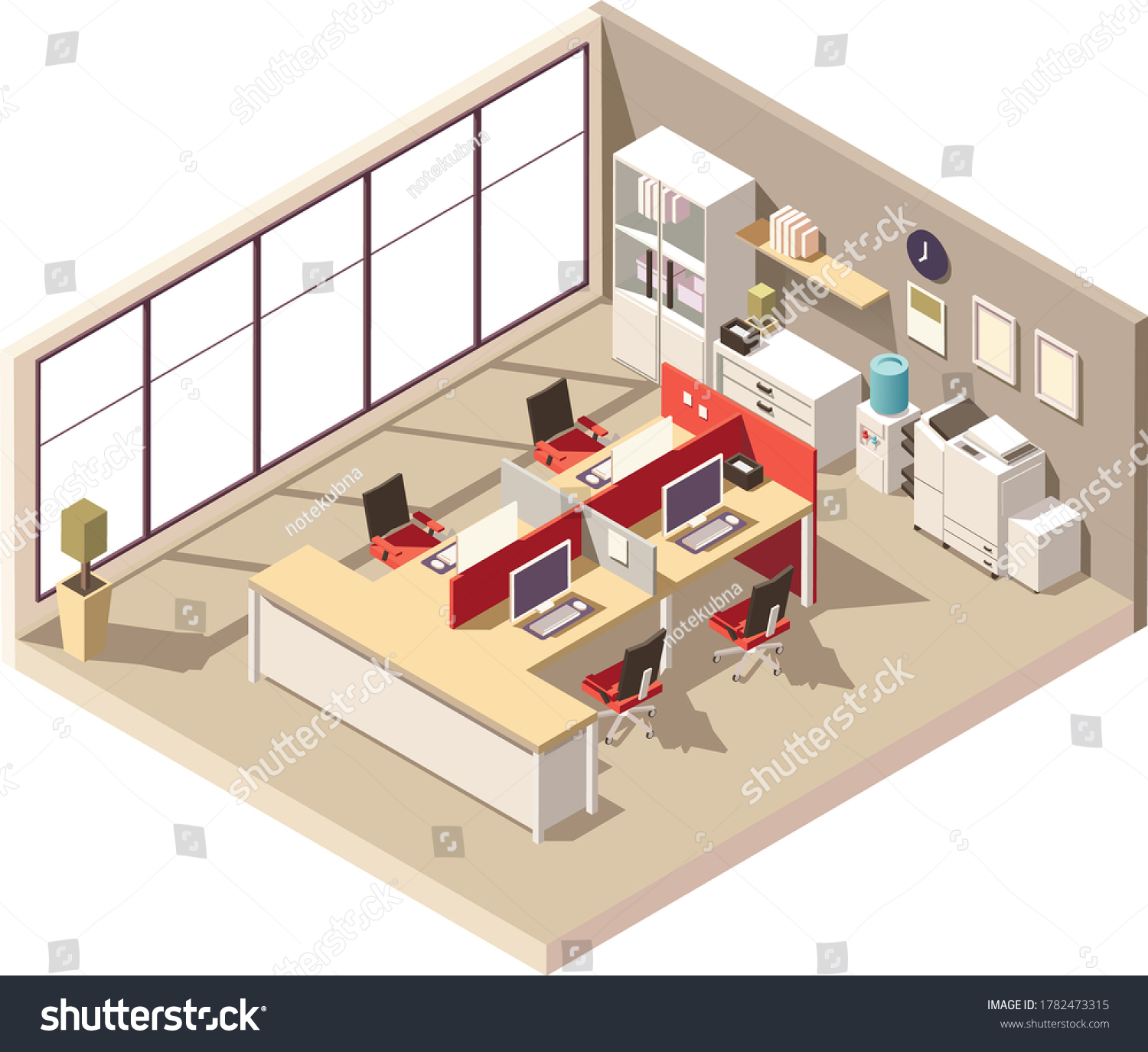 Isometric Illustration Office Cubicles Vector Stock Vector (Royalty ...