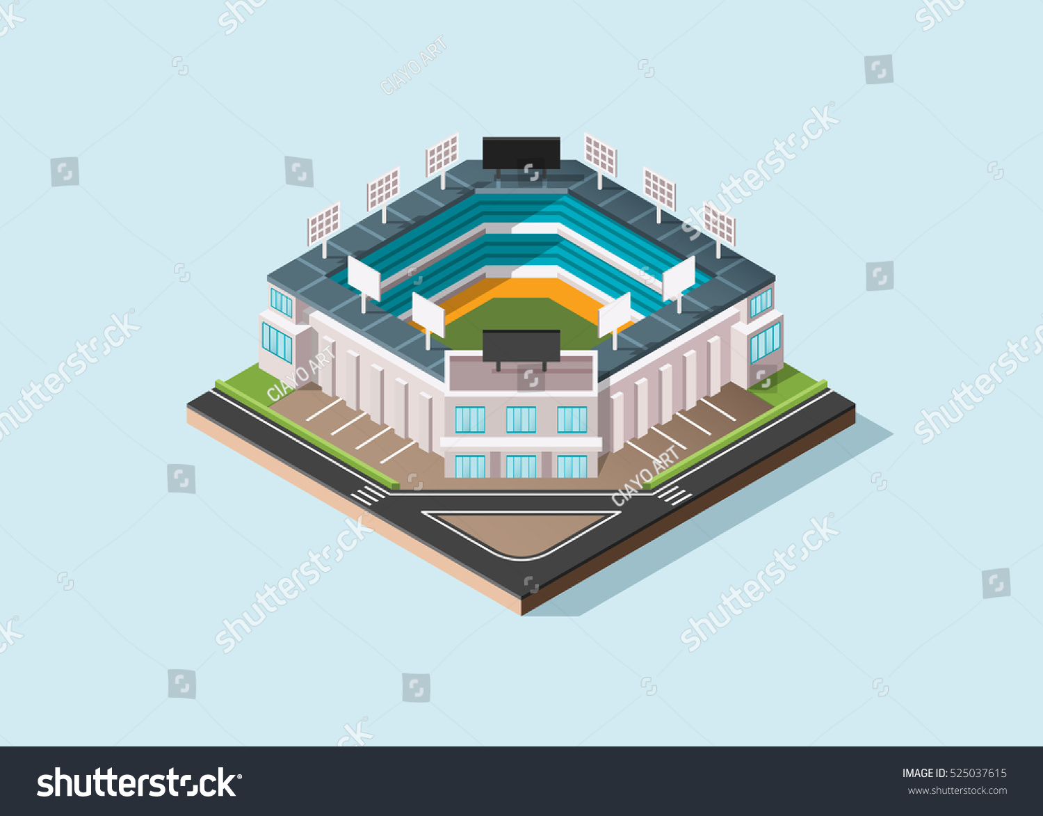 Isometric Illustration Stadium Stock Vector (Royalty Free) 525037615 ...