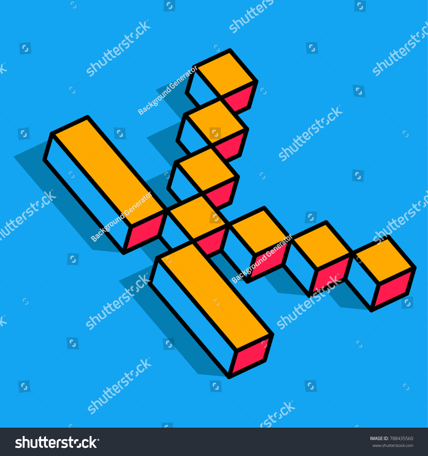 Isometric K Letter K Vector 3d Stock Vector (Royalty Free) 788435560