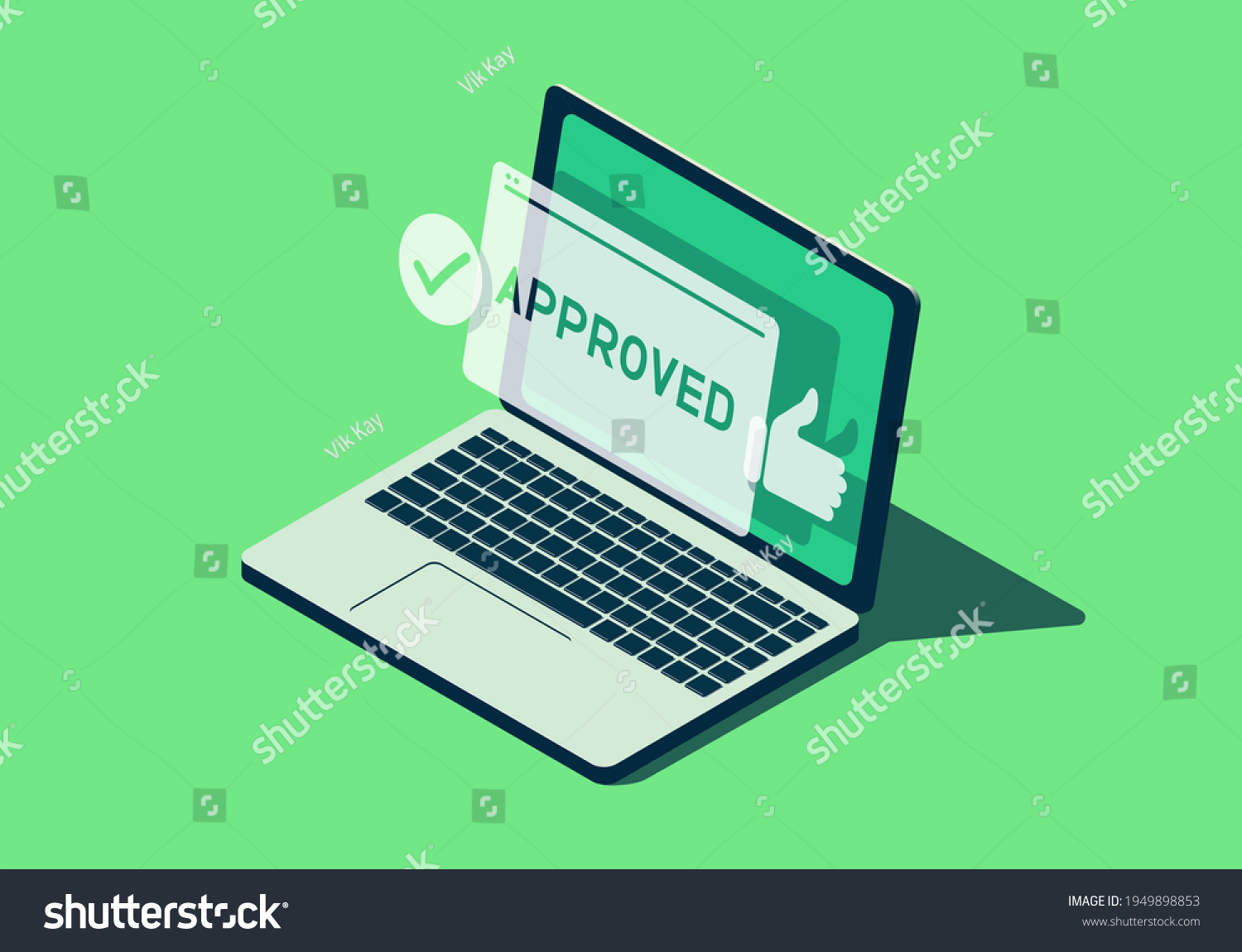 Isometric Laptop Approved Message Stock Vector (Royalty Free ...
