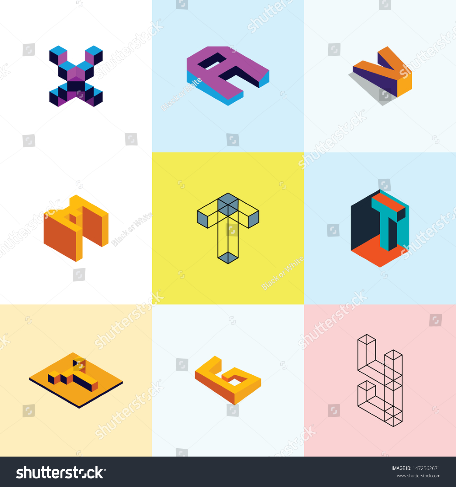 Isometric Letter Collection Logo Design Vector Stock Vector (Royalty ...