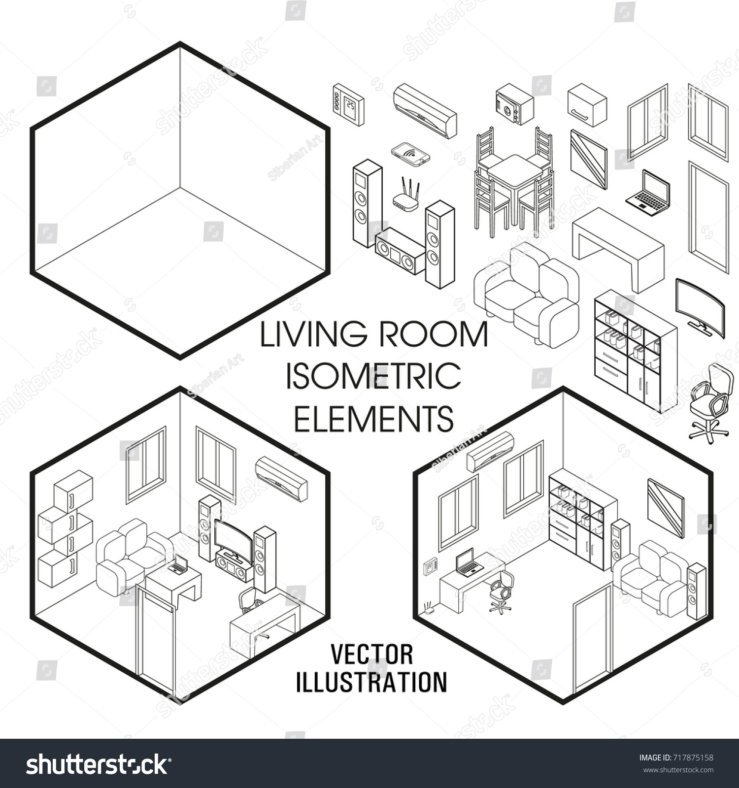 Isometric Living Room Interior Vector Set Stock Vector (Royalty Free ... Isometric Living Room Interior Vector Set Stock Vector (Royalty Free ...