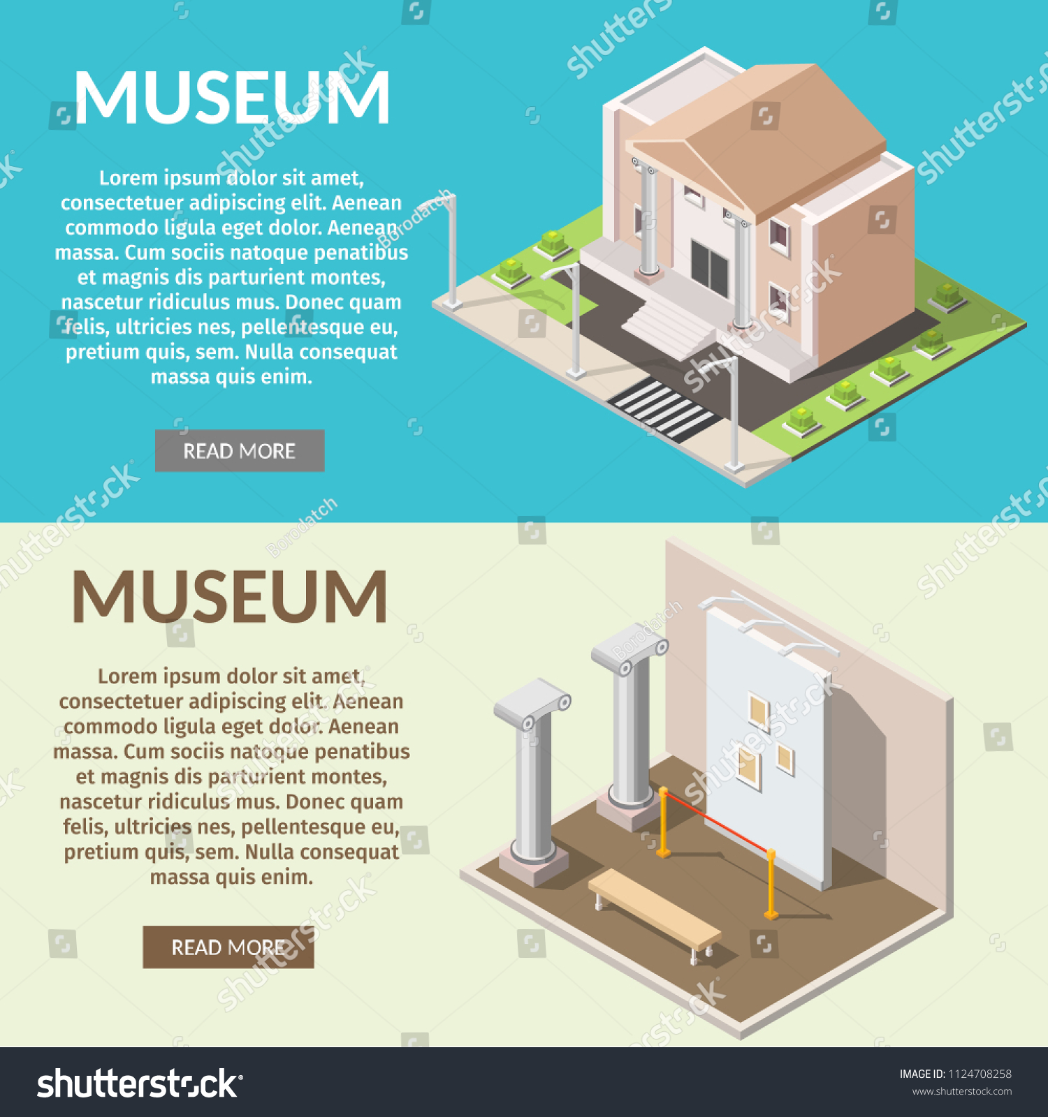 Isometric Low Poly Museum Interior Vector Stock Vector (Royalty Free ...