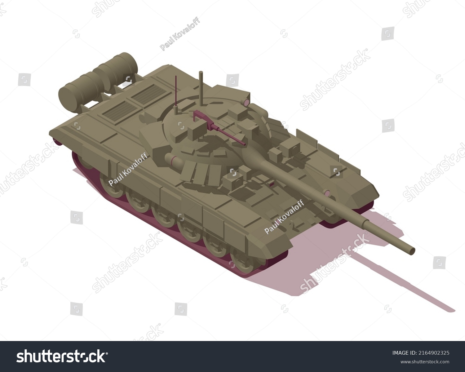 Isometric Low Poly T90 Tank Vector Stock Vector (Royalty Free ...