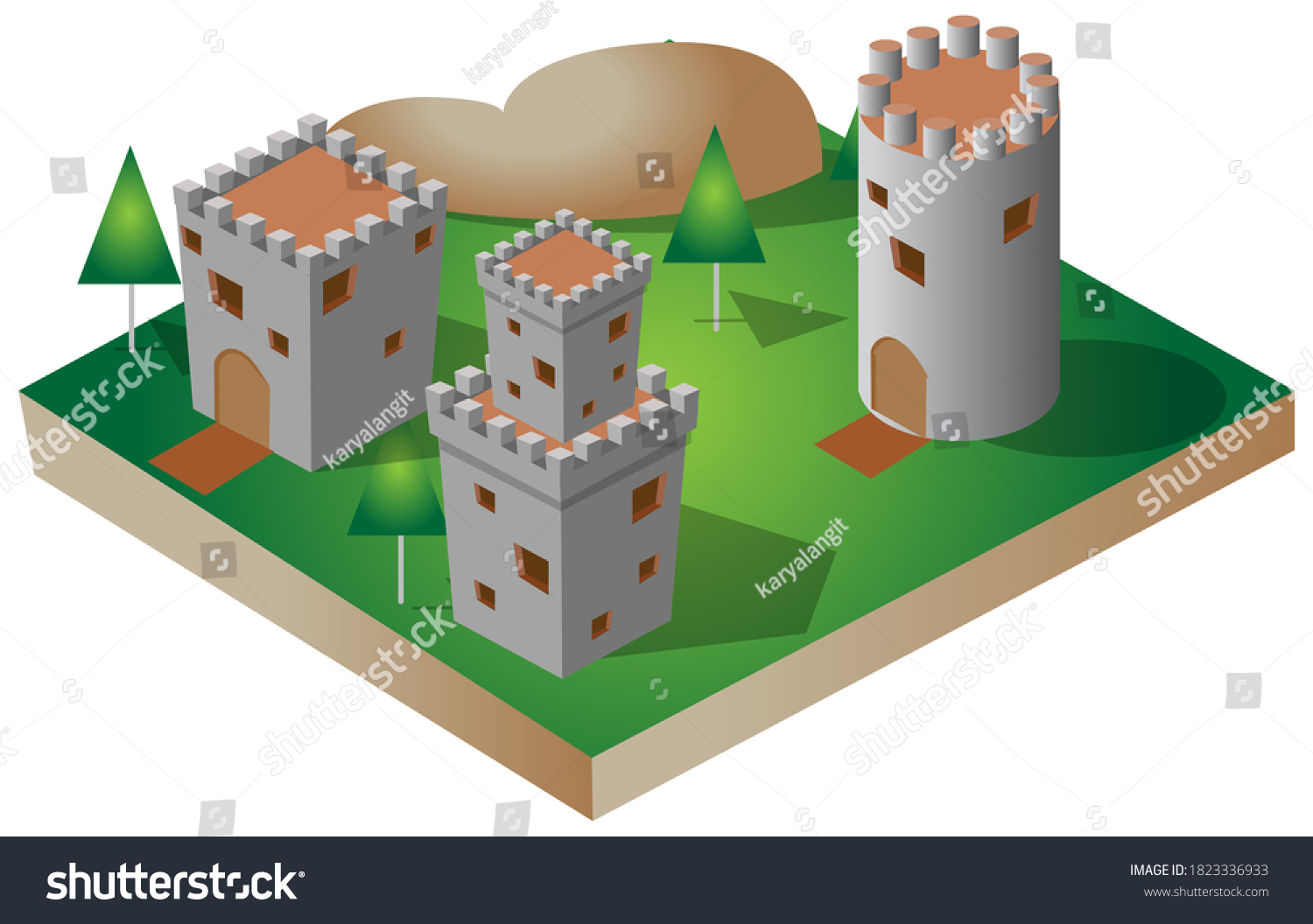 Isometric Medieval Castle Buiding Set Stock Vector (Royalty Free ...