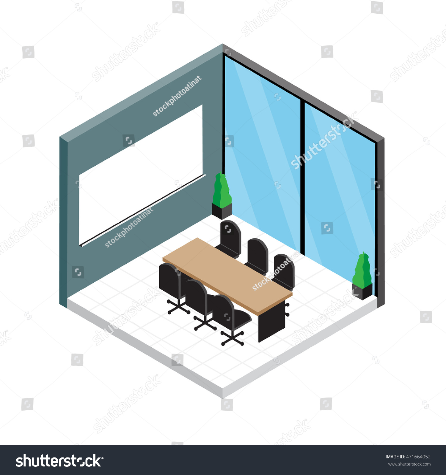 Isometric Meeting Room Vector Design Stock Vector (Royalty Free) 471664052