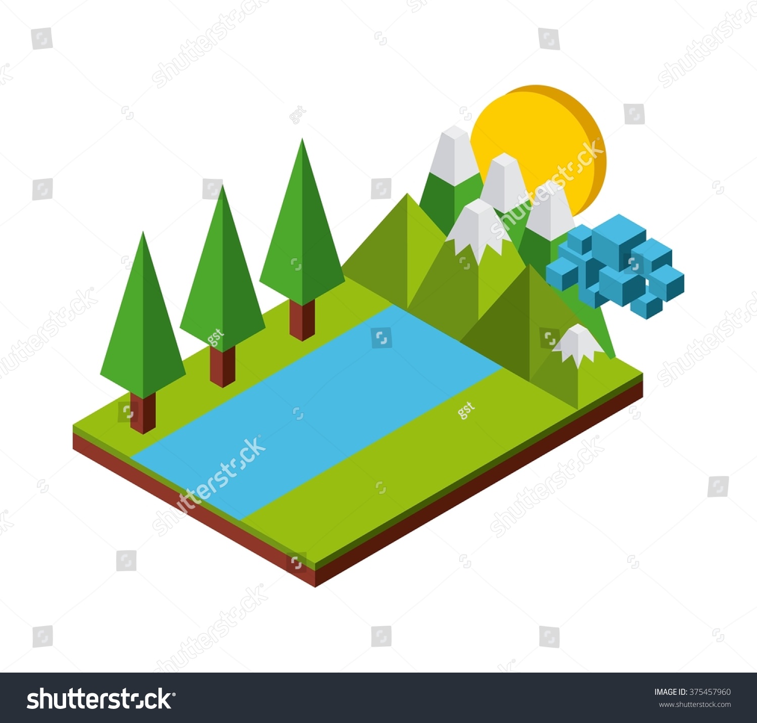 Isometric Nature Design Stock Vector (Royalty Free) 375457960 ...
