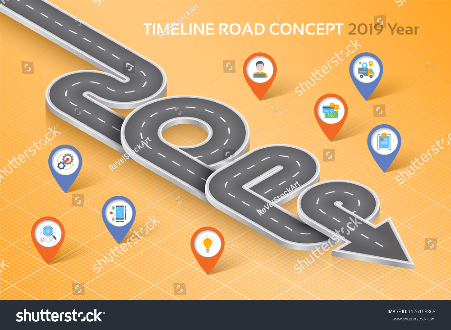 Isometric Navigation Map Infographic 8 Steps: Stock-Vektorgrafik ...