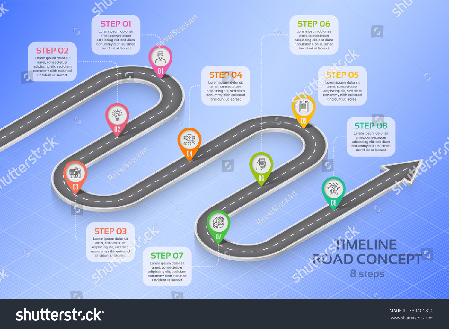 Isometric Navigation Map Infographic 8 Steps Stock Vector (Royalty Free ...