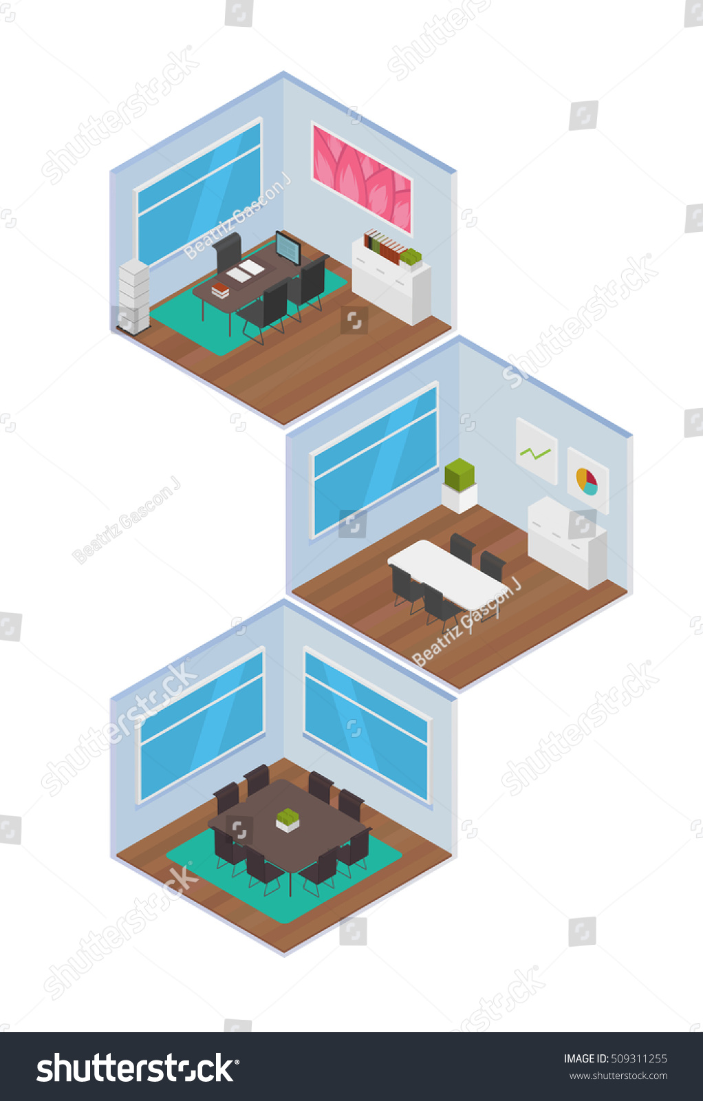 Isometric Office Vector Illustration: vector de stock (libre de ...