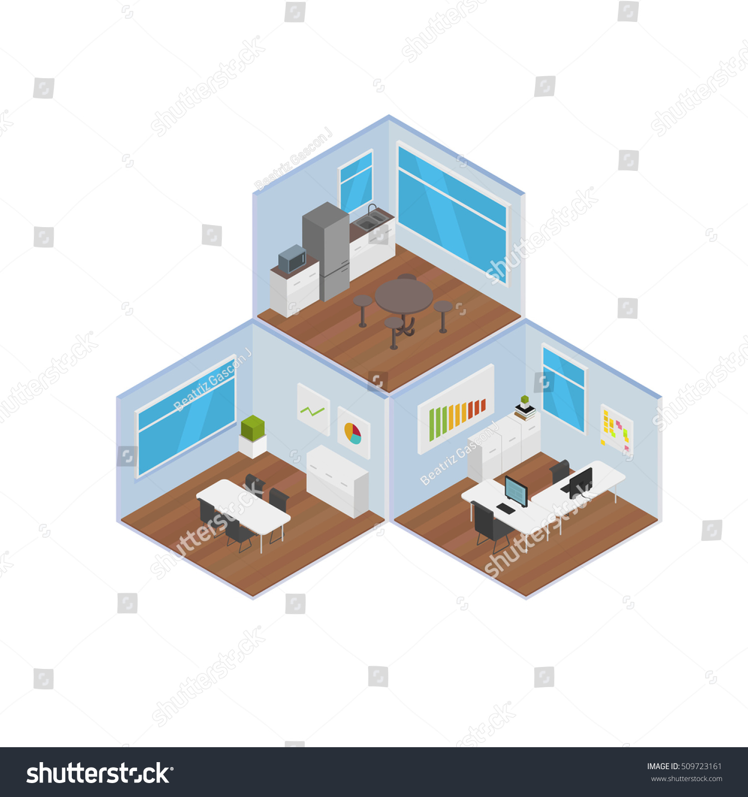 Isometric Office Vector Illustration Stock Vector (Royalty Free ...