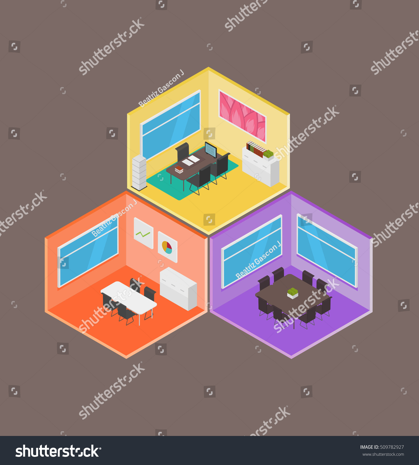Isometric Office Vector Illustration Stock Vector (Royalty Free ...