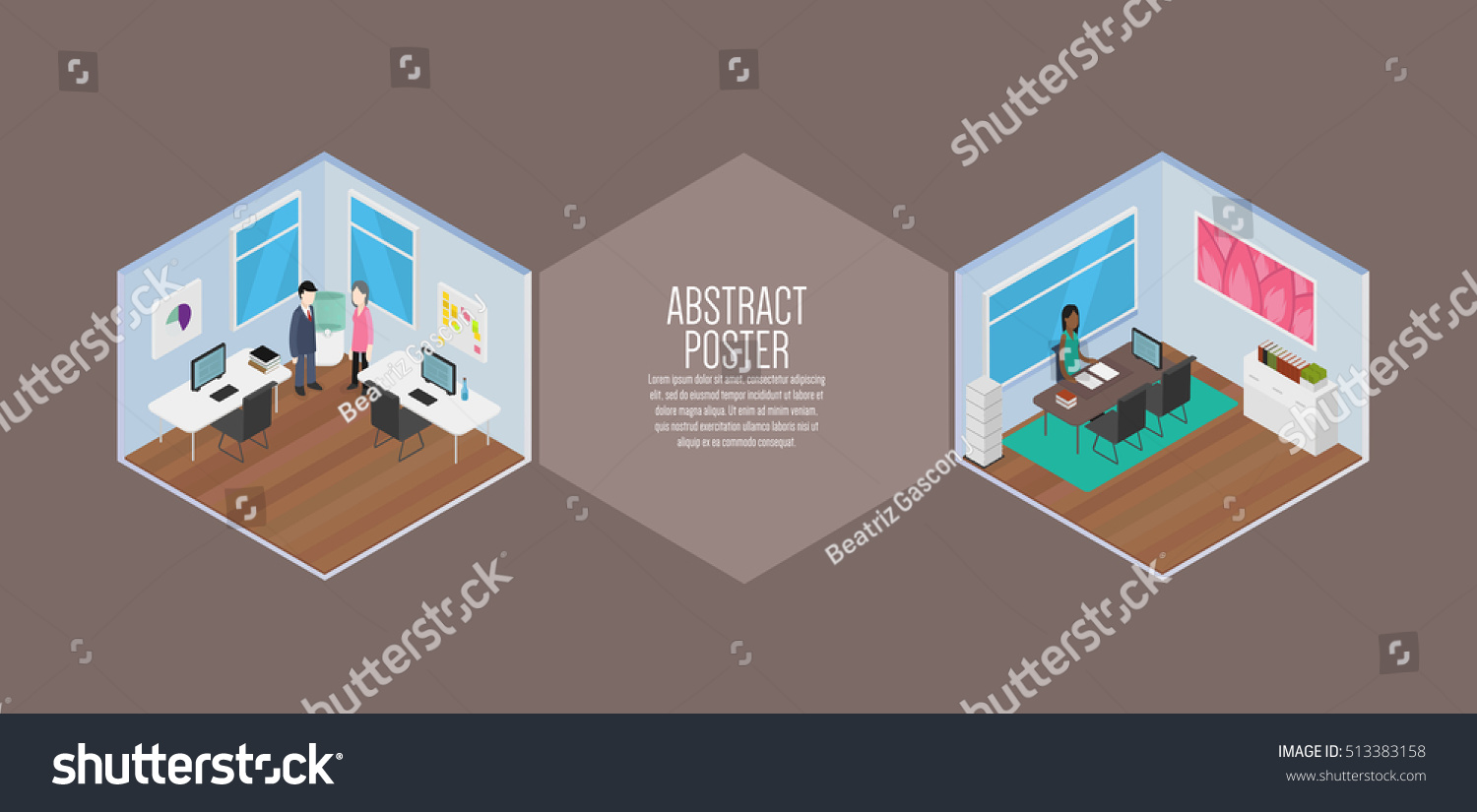 Isometric Office Vector Illustration Stock Vector (Royalty Free ...