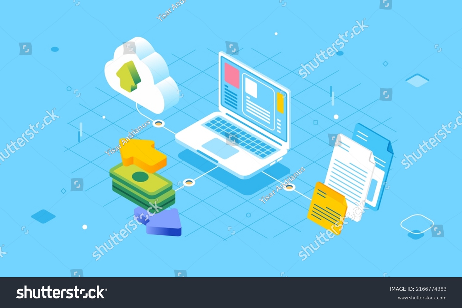 Isometric Online Network Transfer Payment Document Stock Vector ...