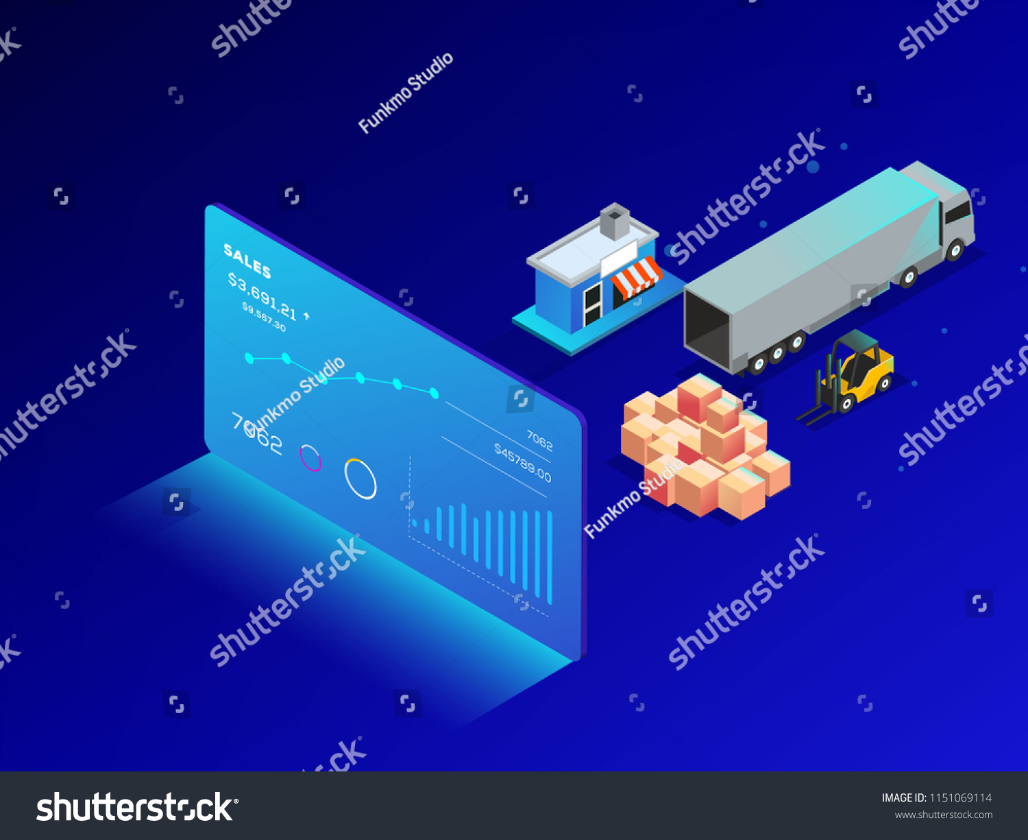 Isometric Online Shop Loading Cargo Dashboard Stock Vector (Royalty ...