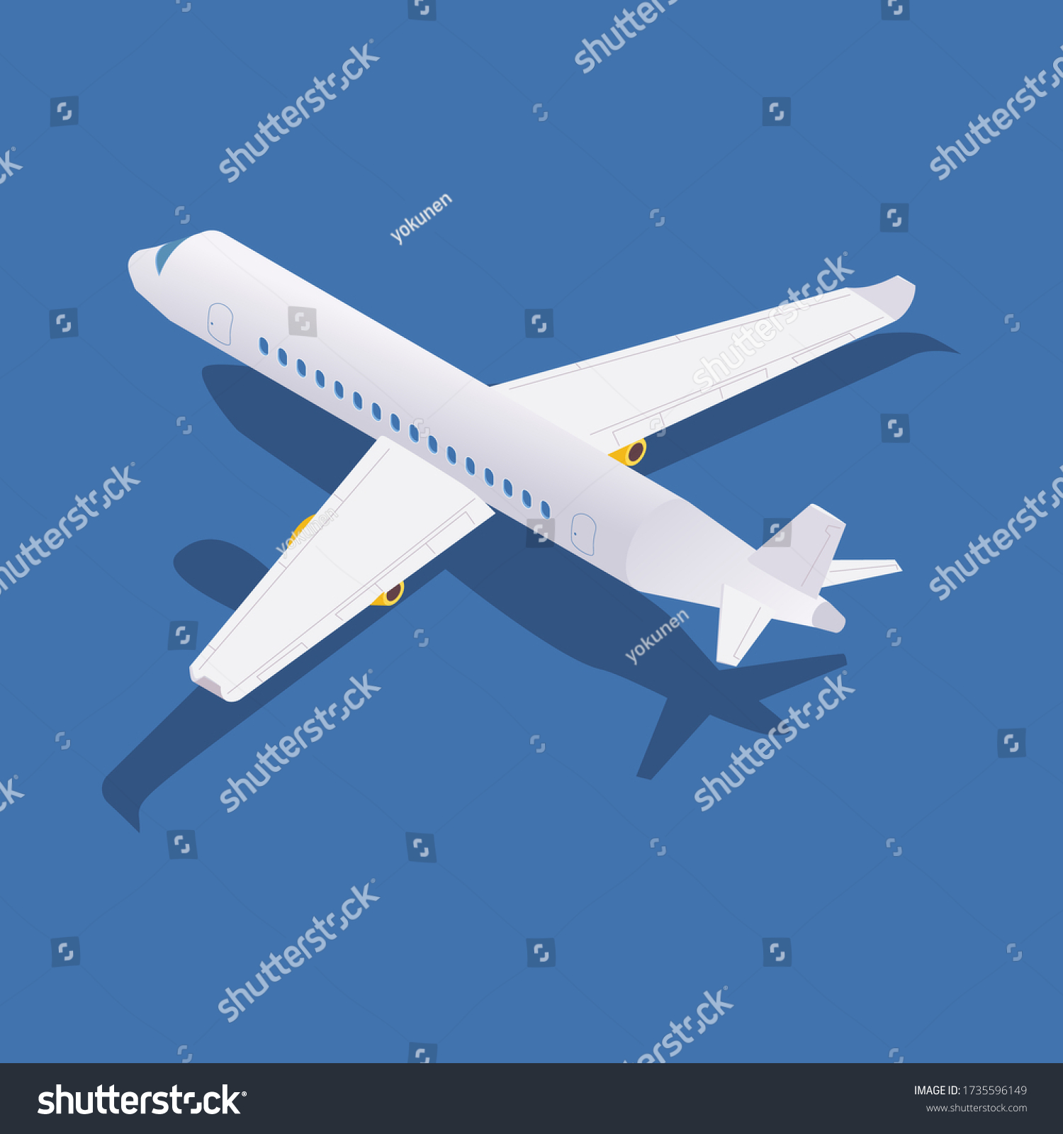 Isometric Passenger Aircraft Back View Shadow Stock Vector (Royalty ...