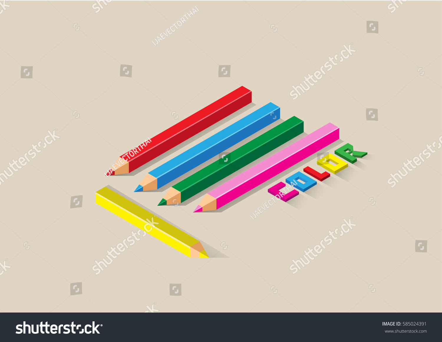 Isometric Pencil Vector Design Stock Vector (Royalty Free) 585024391 ...