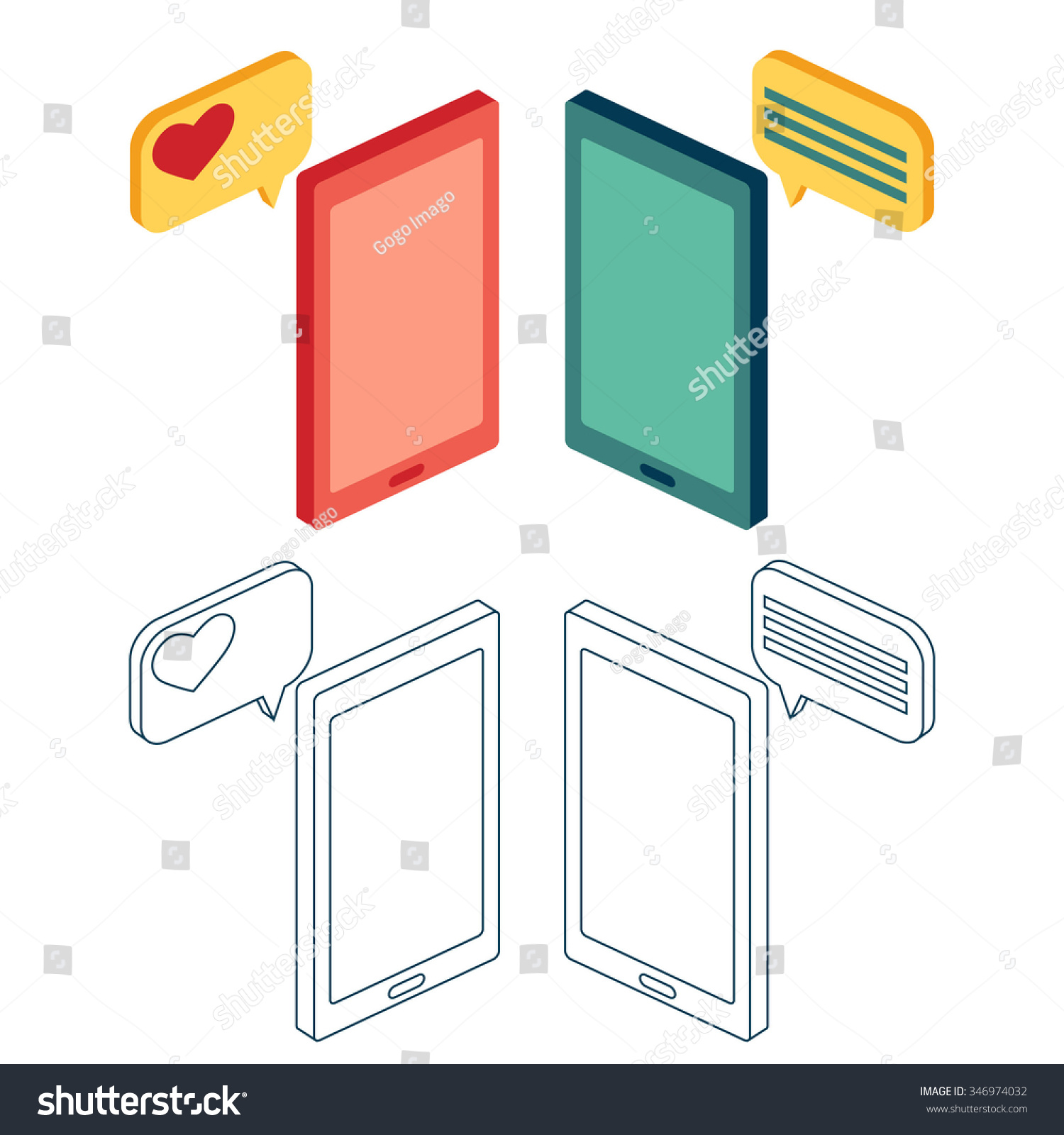 Isometric Phones Vector Illustration Stock Vector (Royalty Free ...