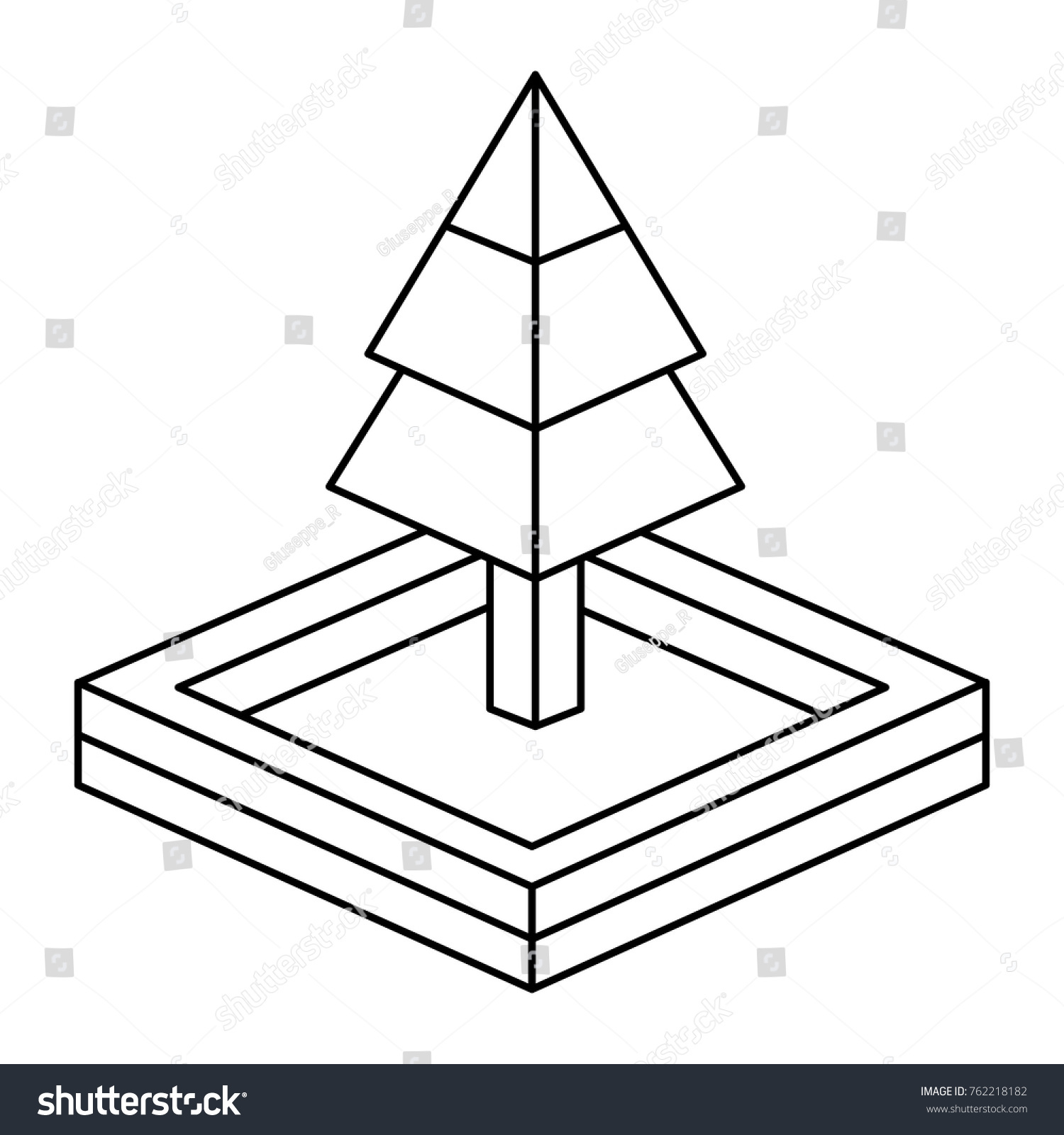 Isometric Pine Tree Design Stock Vector (Royalty Free) 762218182 ...