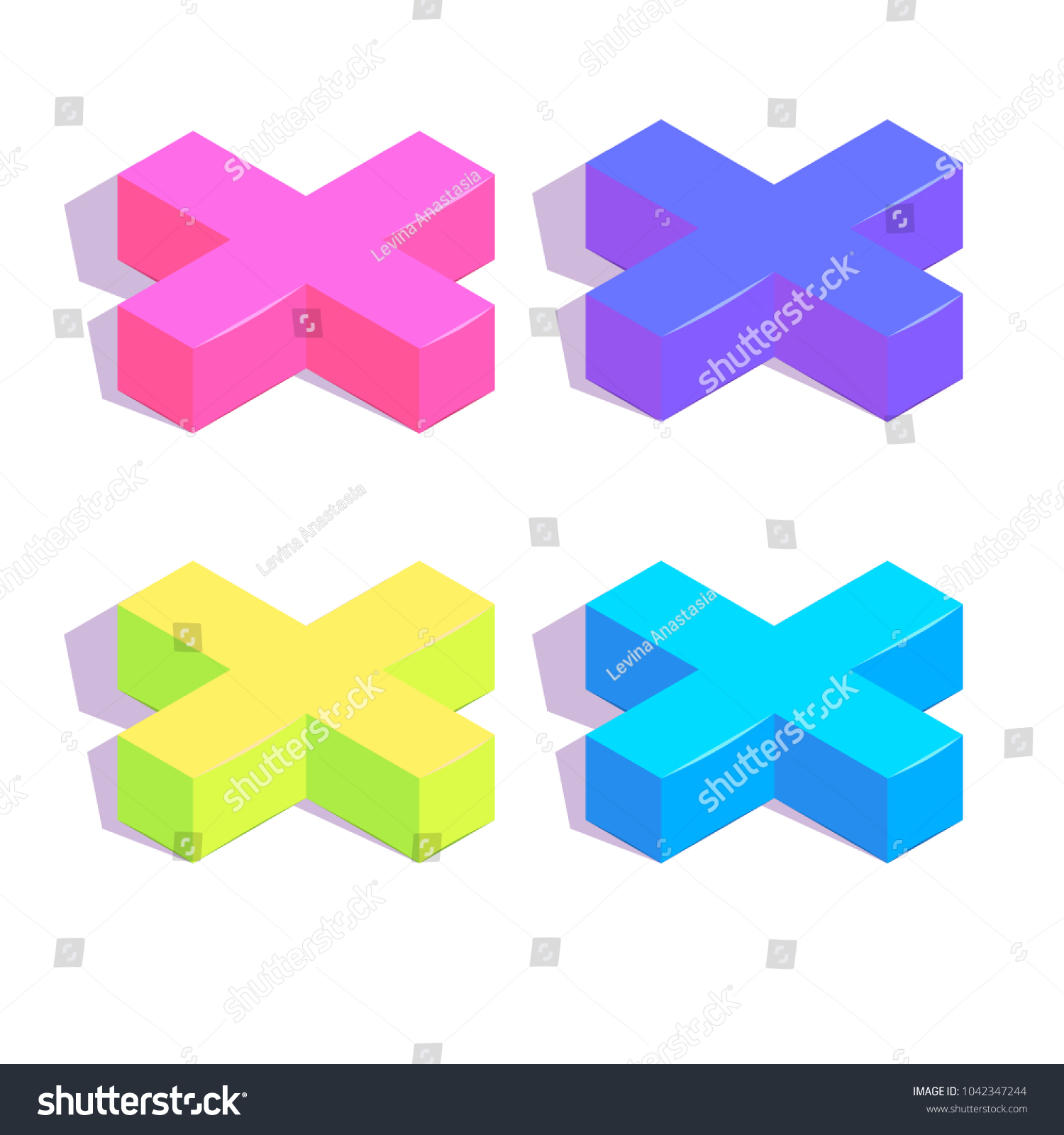 Isometric Plus Button Simple Icon Set Stock Vector (Royalty Free ...