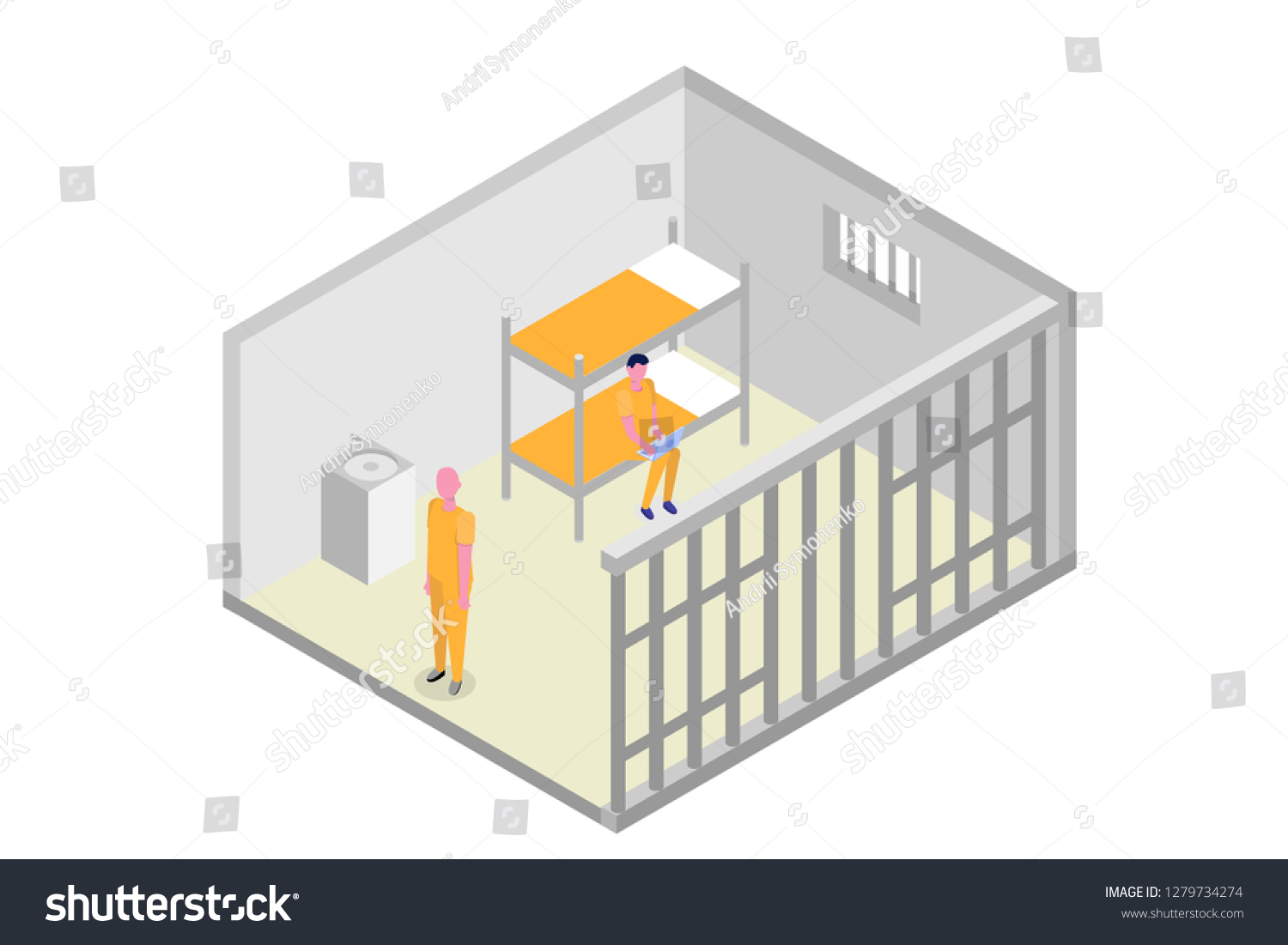 Isometric Prison Cell Vector Jail Incarceration: เวกเตอร์สต็อก (ปลอดค่า ...